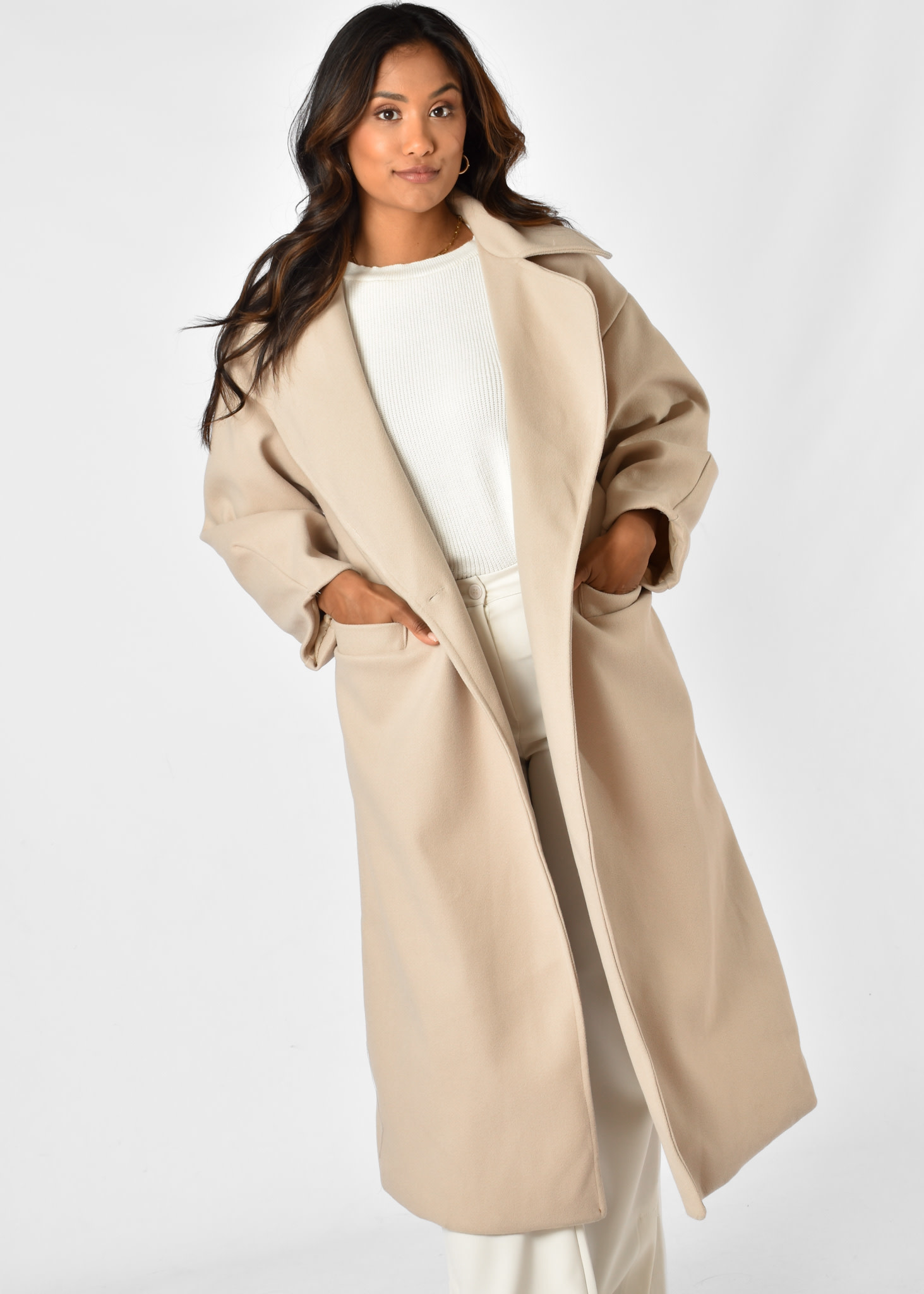 Lange Beige Jas | ubicaciondepersonas.cdmx.gob.mx