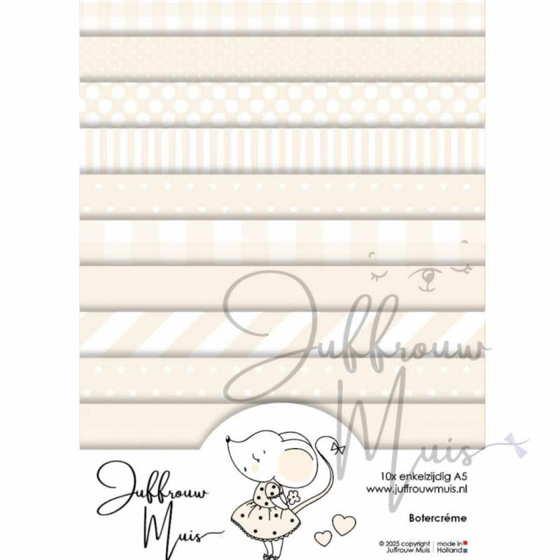 Juffrouw Muis -Tiny Cardstock A5 - Botercreme - Stampsandcards