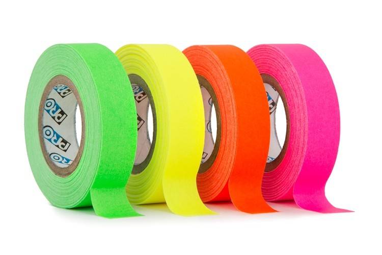 Pro fluor tape mini rollen 12mm x 9,2m – kleurenmix - Tape-Deal.com