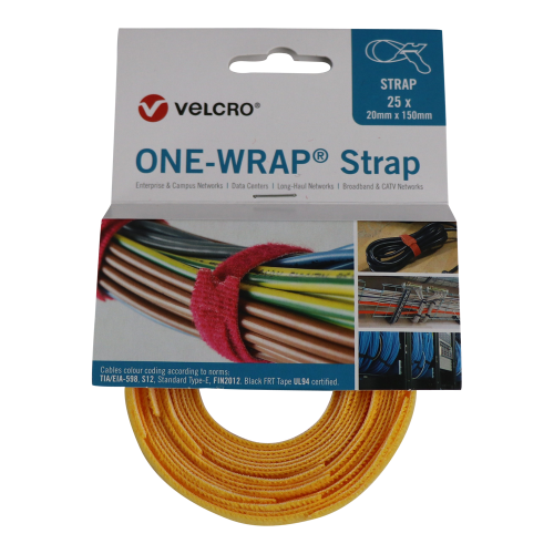 Velcro® One-Wrap® Velcro Câble Binder 20mm x 330mm jaune - Tape-Deal.com