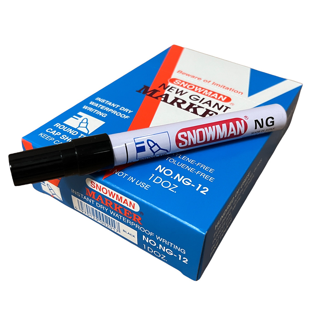 Snowman NG-01 Permanent Marker 1-3MM Black (Box 12 pieces) - Tape-Deal.com