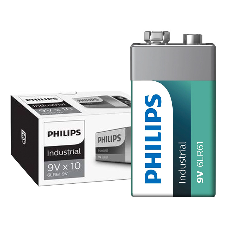 Philips Industrial 9V Block battery (10 pcs) - Tape-Deal.com