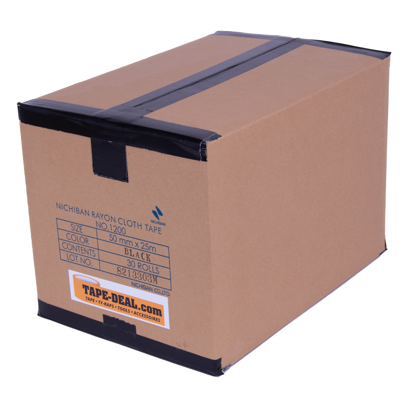 Nichiban Gaffa Tape 50mm x 25m Black - box 30 rolls - Tape-Deal.com