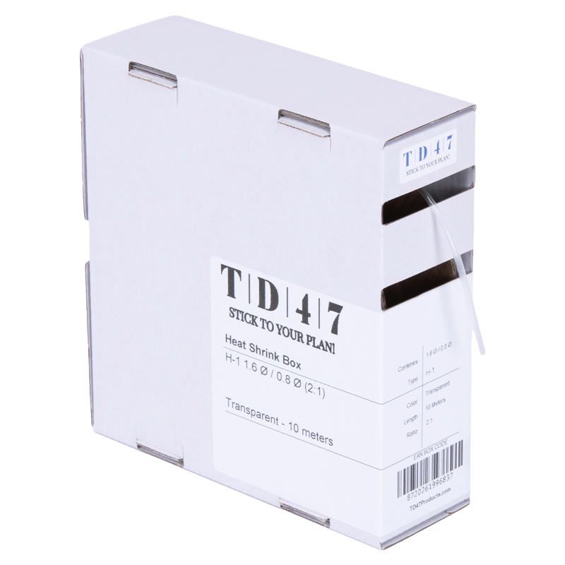 TD47 Krimpkous Box H-1 1.6Ø / 0.8Ø 10m - Transparant - Tape-Deal.com