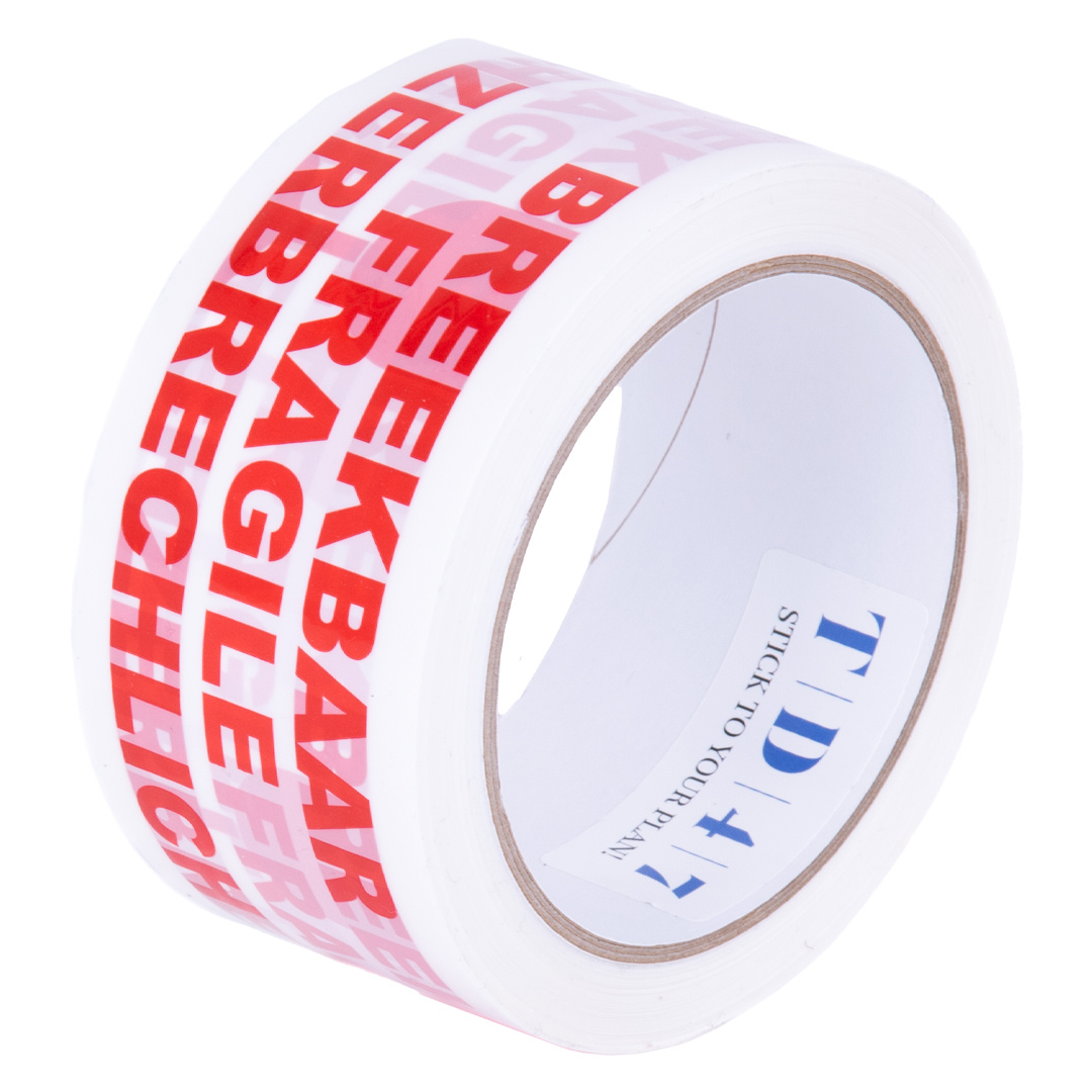 TD47 Verpakkingstape Breekbaar / Fragile / Zerbrechlich 50mm x 66m Wit ...