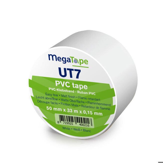 MegaTape UT7 PVC Tape 50mm x 33m White - Tape-Deal.com