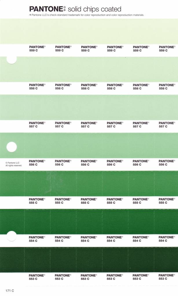 Pantone PMS Solid Chips vervangingspagina op coated papier 171C ...