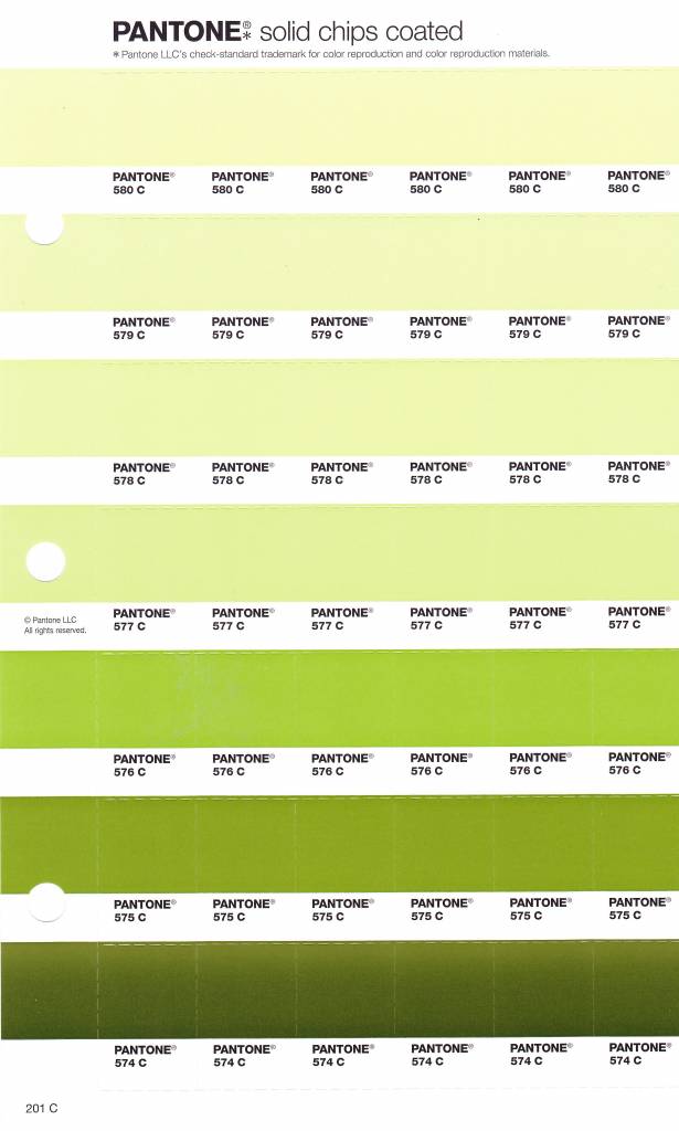 Pantone PMS Solid Chips vervangingspagina op coated papier 201C ...