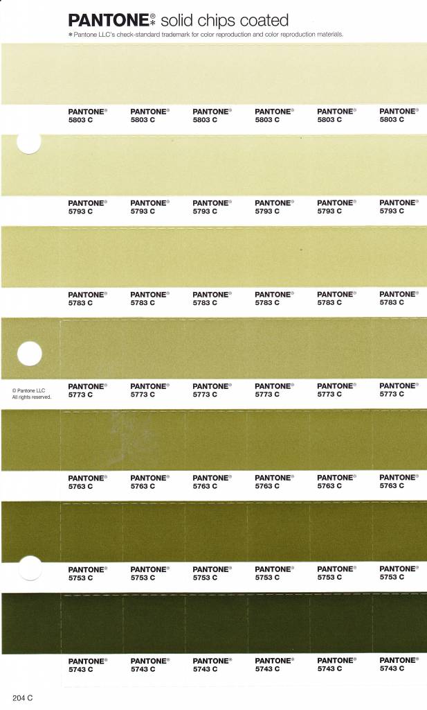 Pantone PMS Solid Chips vervangingspagina op coated papier 204C ...