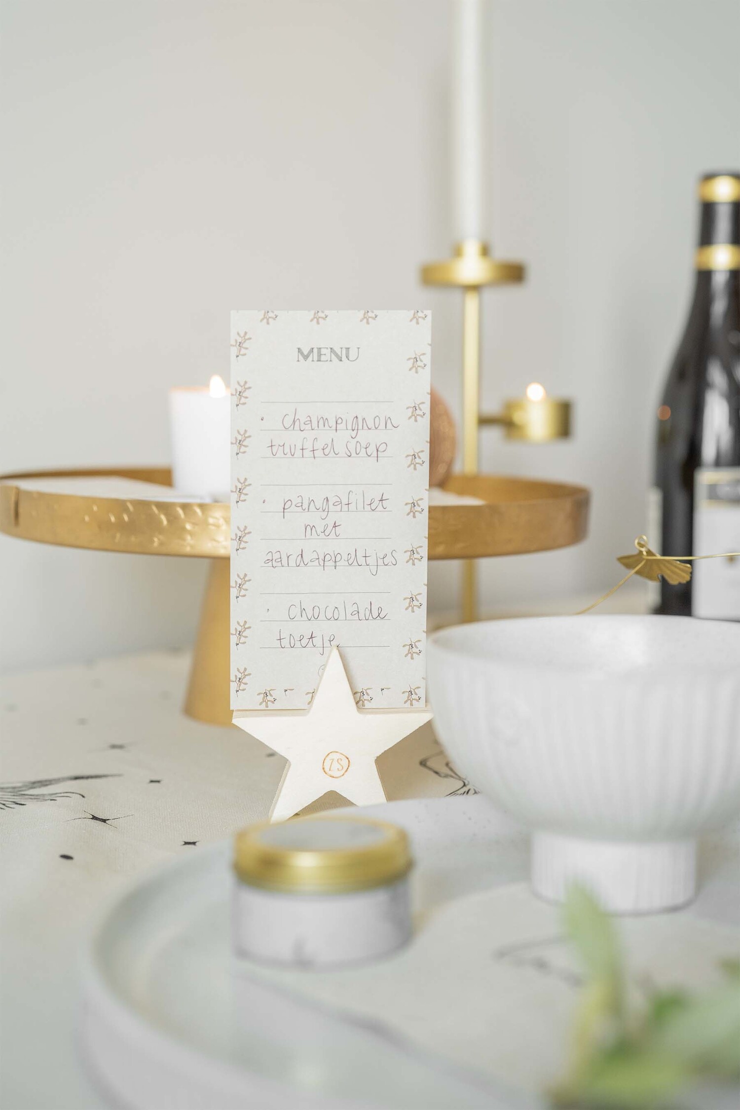 Zusss | Menukaartjes met houten standaard ster - Stijl28
