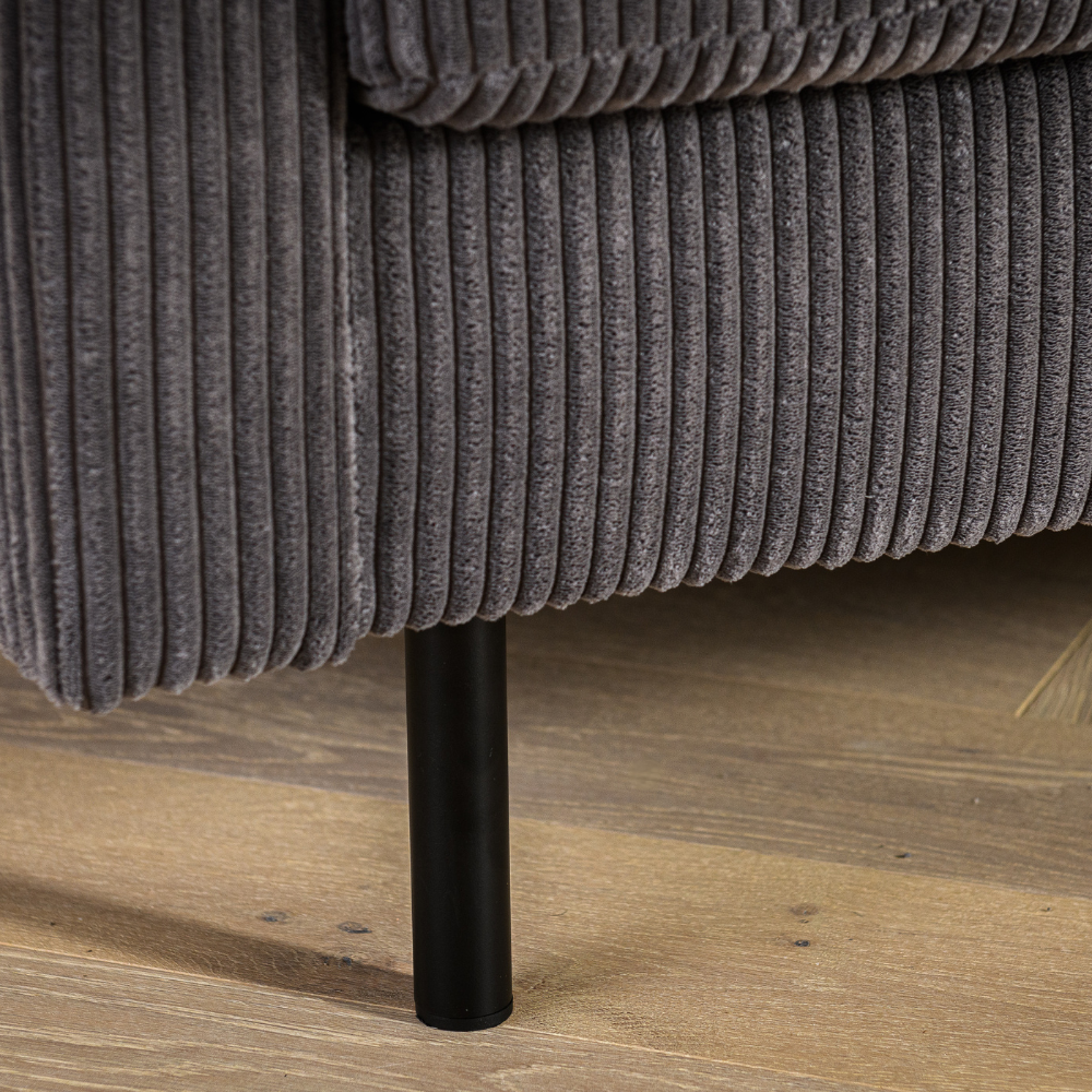 3-zits industriële hoekbank Caroline ribstof antraciet links of rechts ...