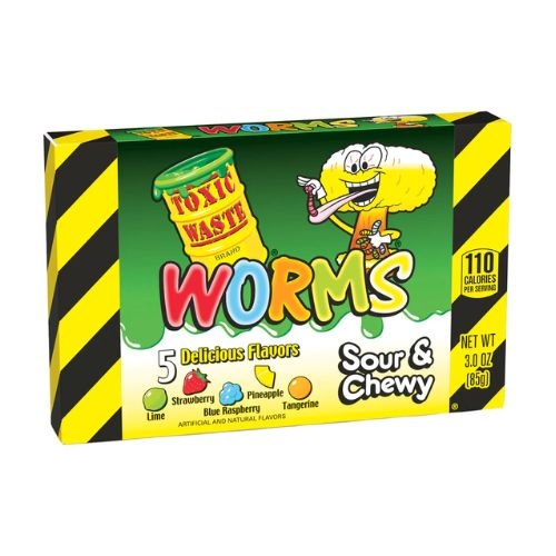 Toxic Waste Sour Gummy Worms Theatre Box 85g - Kellys Expat Shopping