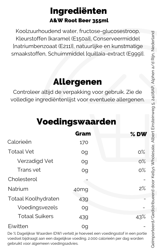 A&W Root Beer 12 pack - Kellys Expat Shopping