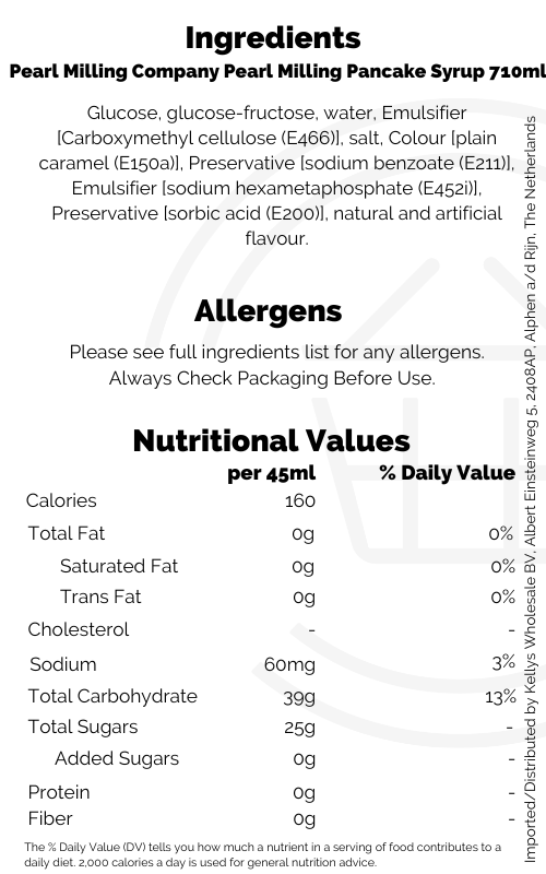 Pearl Milling Pancake Syrup 710ml | American pancake syrup - Kellys ...