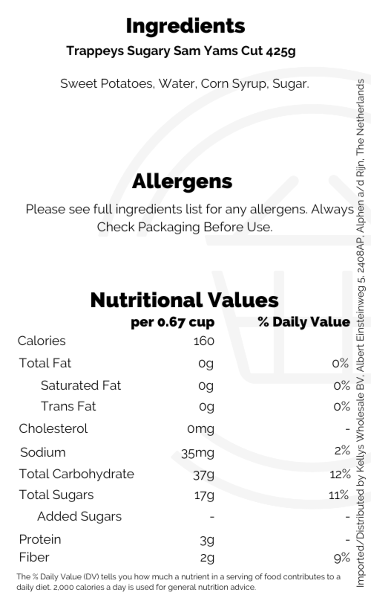 Trappey's Sugary Sam Golden Cut Yams - Kellys Expat Shopping