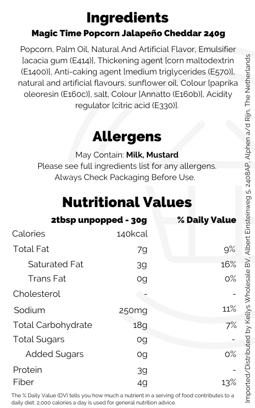 Magic Time Jalapeno Cheddar Popcorn 3pk 240g - Kellys Expat Shopping