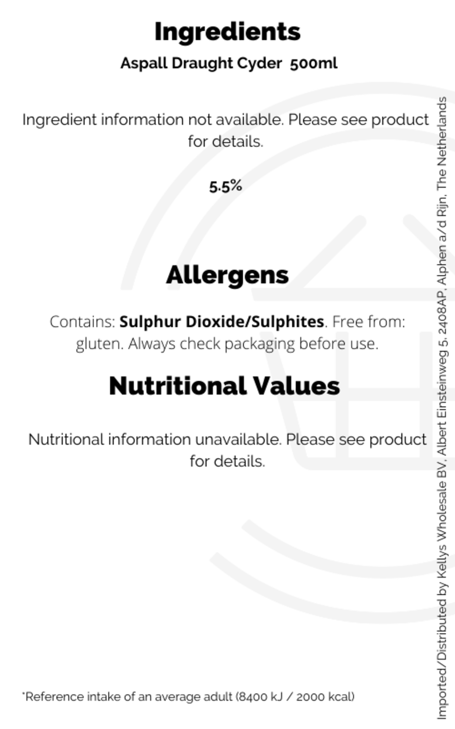 Aspall Draught Cyder 500ml | Apple Cider | British Beer & Cider ...