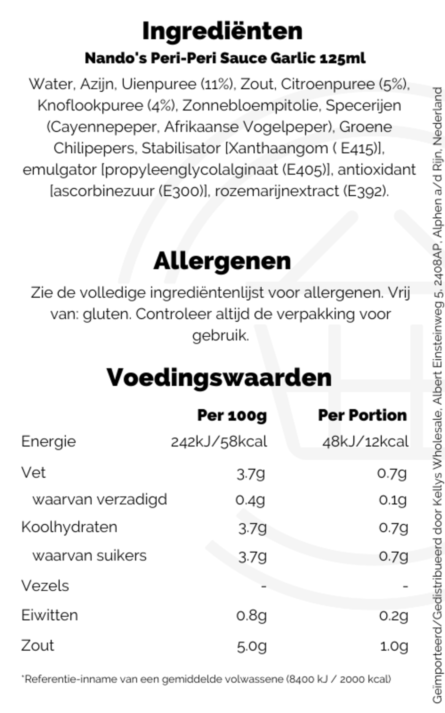 Nando's Peri Peri Garlic Sauce 125ml | Nandos Piri Piri - Kellys Expat ...