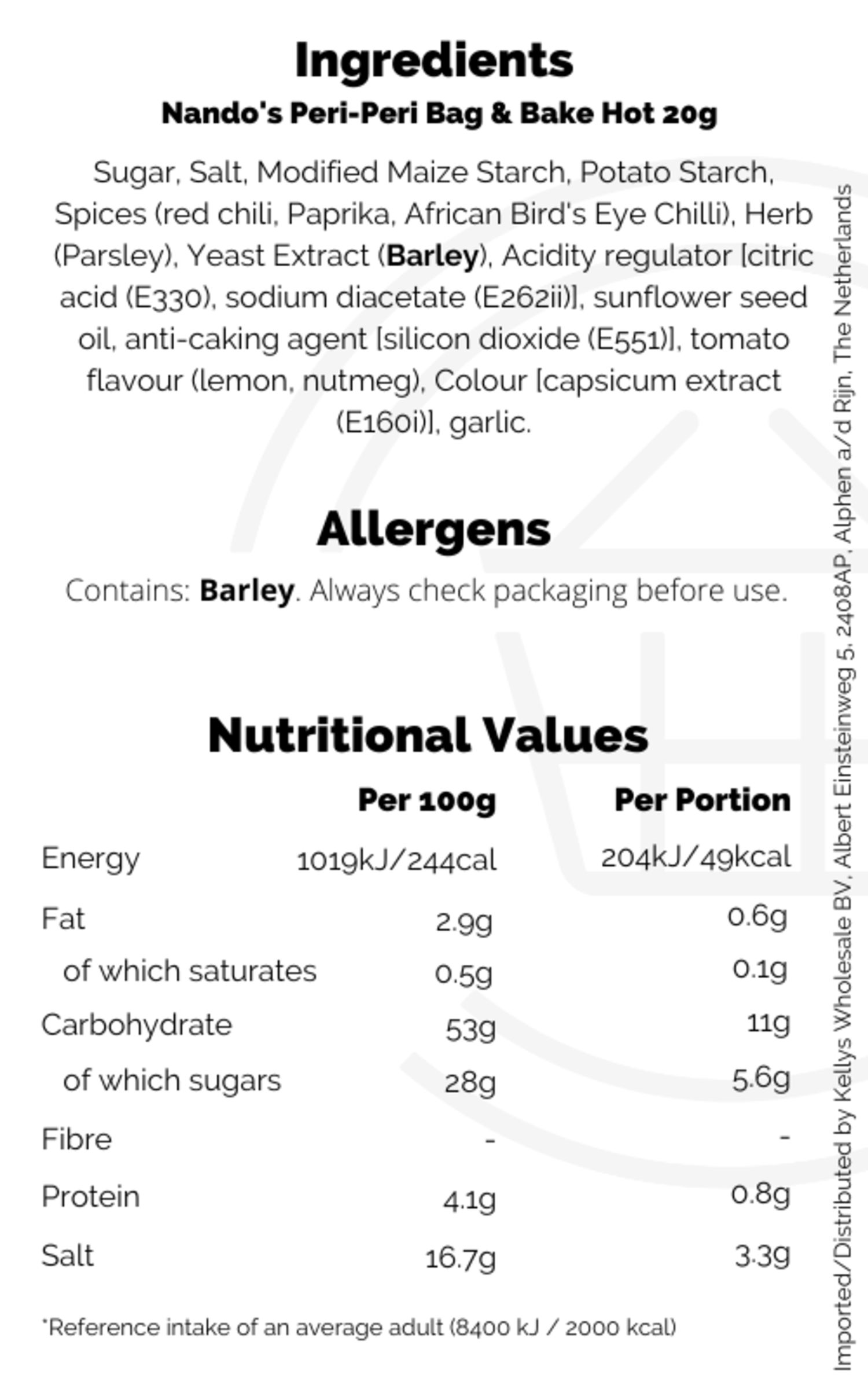 Nando's Bag & Bake Hot 20g | Nandos Piri Piri | Marinade, sauce, rubs ...