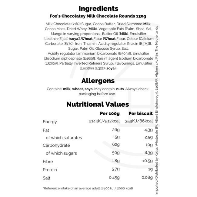 Fox's Chocolatey Milk Chocolate Rounds 130g - Kellys Expat Shopping