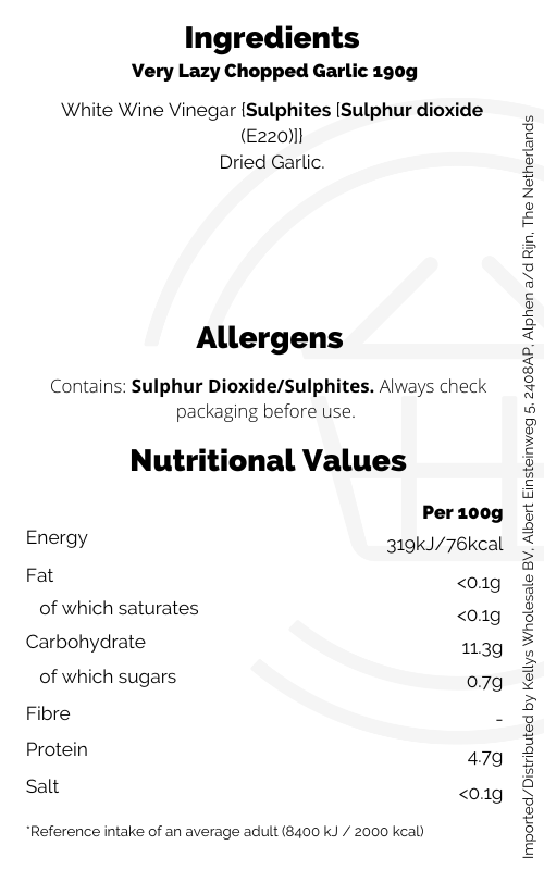 Very Lazy Chopped Garlic, 190g | British Sauces & Condiments - Kellys ...