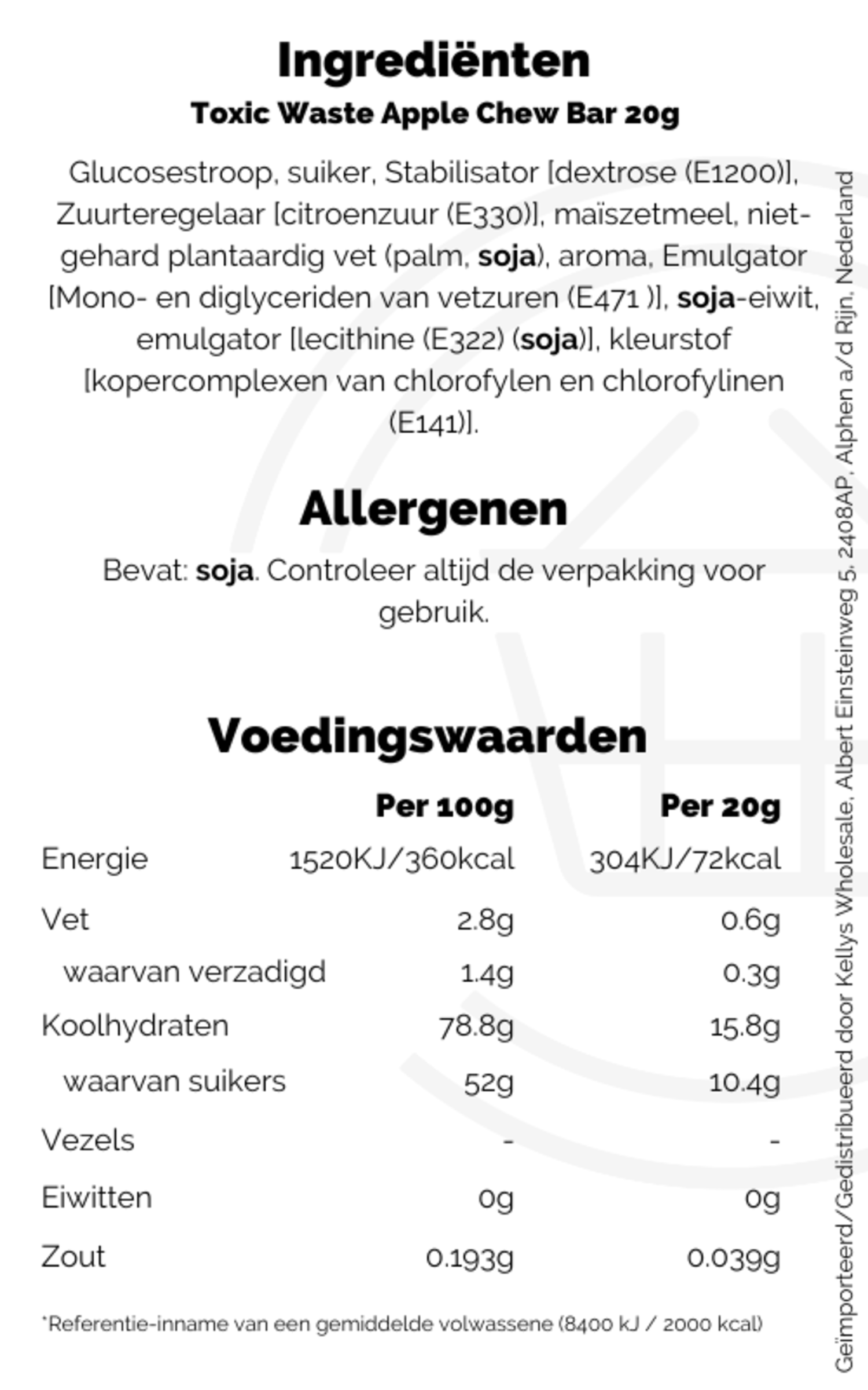 Toxic Waste Apple Chew Bar 20g - Kellys Expat Shopping