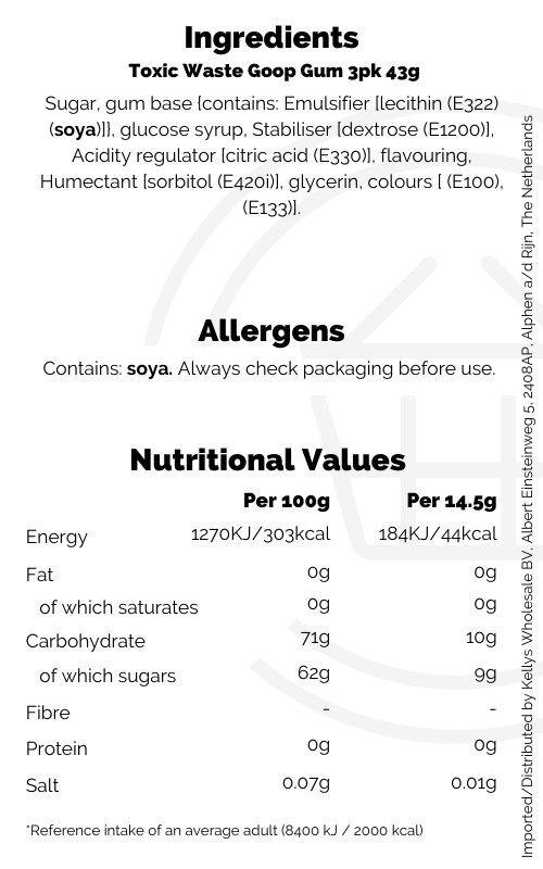 Toxic Waste Goop Gum 3pk 43g | British & American Candy & Gum - Kellys ...