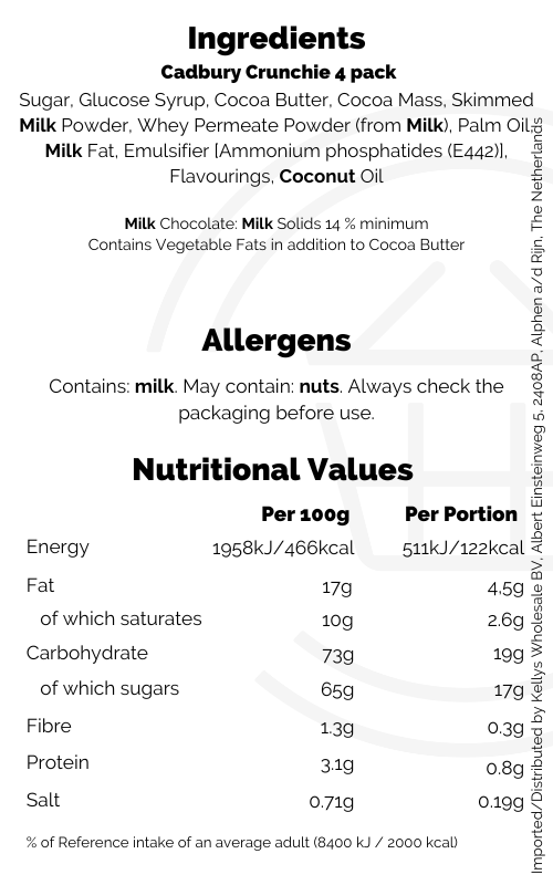 Cadbury | Crunchie 4 pack | Chocolate - Kellys Expat Shopping