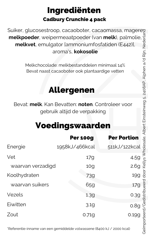 Cadbury | Crunchie 4 pack | Chocolate - Kellys Expat Shopping