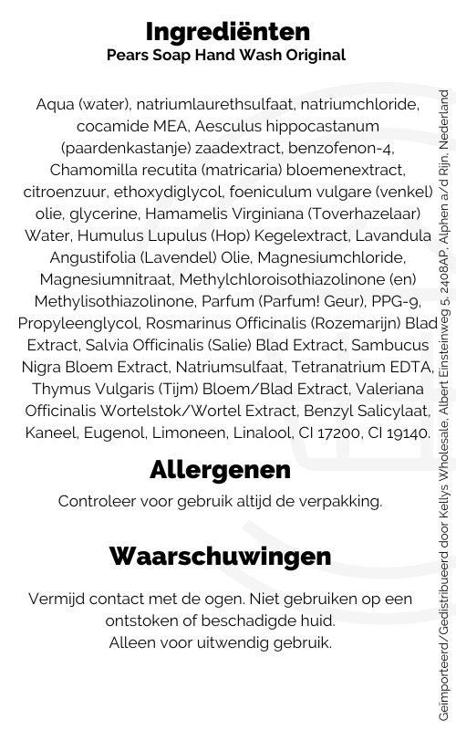 Pears Soap Hand Wash Original 250ml - Kellys Expat Shopping