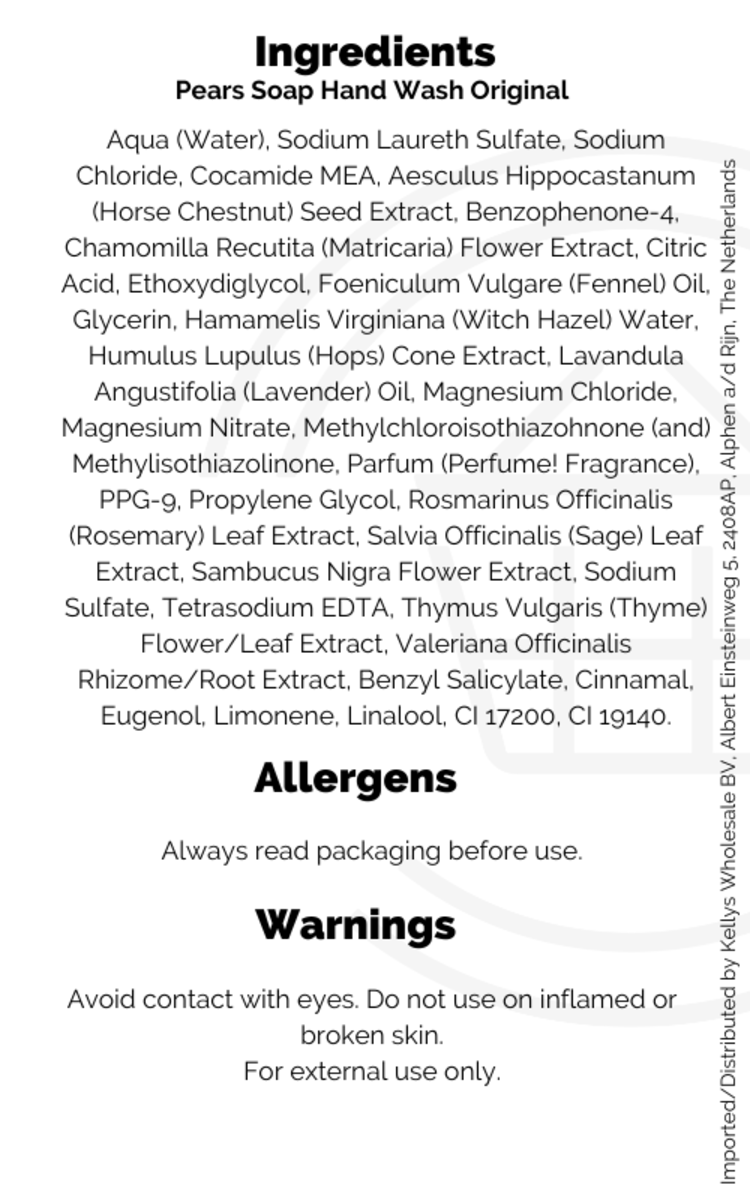 Pears Soap Hand Wash Original 250ml - Kellys Expat Shopping