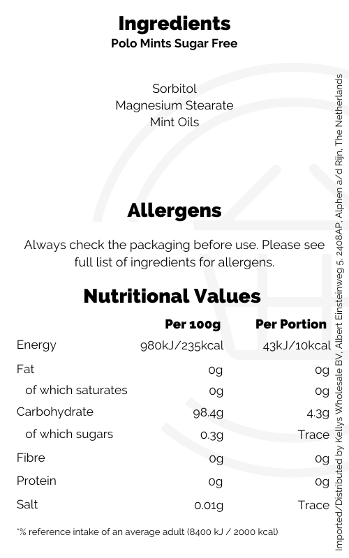 Polo Sugar Free Mints, 34g | British Sweets & Chocolates - Kellys Expat ...