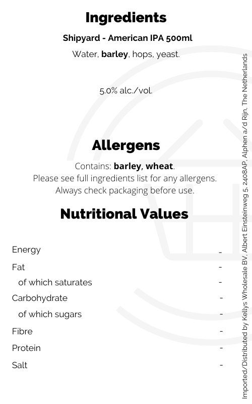 Shipyard American IPA 500ml | English & American Beer - Kellys Expat ...