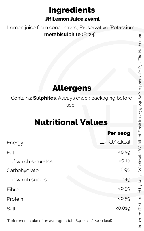 Jif Lemon Juice 250ml - Kellys Expat Shopping