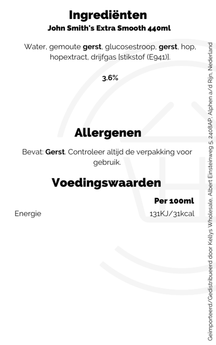 John Smith's Extra Smooth 440ml | Brits Bier & Cider | Ale Lager Stout ...