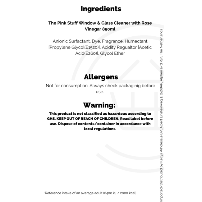 The Pink Stuff Window & Glass Cleaner with Rose Vinegar 850ml - Kellys ...