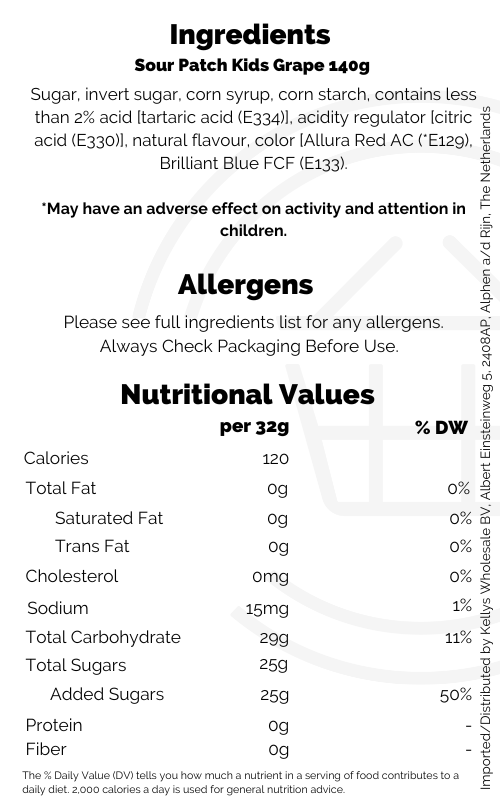 Sour Patch Kids Grape 101g - Kellys Expat Shopping