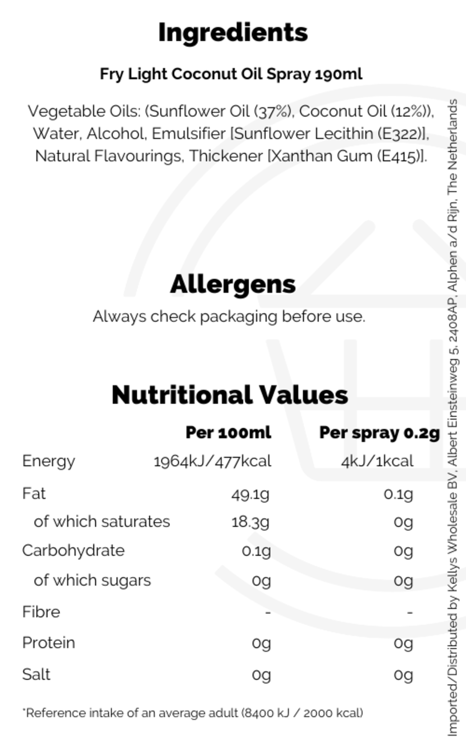 Frylight Coconut Oil Spray 190ml | Low calorie cooking spray - Kellys ...