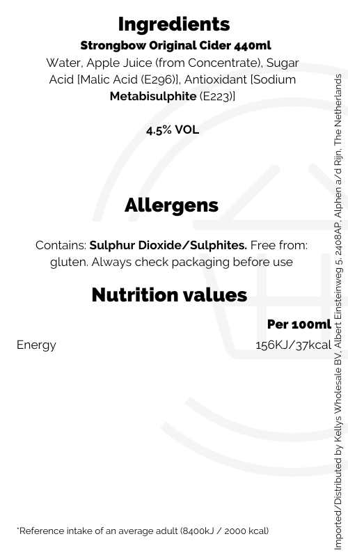 Strongbow Original Cider 4 Pack - Kellys Expat Shopping