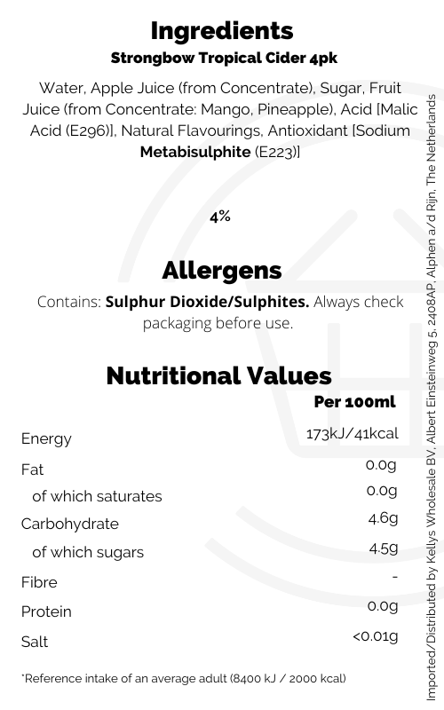 Strongbow Tropical Cider 4 PACK - Kellys Expat Shopping