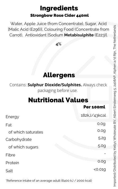 Strongbow Rosé Cider 440ml | Briste cider - Kellys Expat Shopping