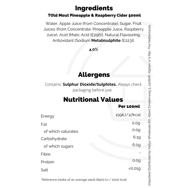 Old Mout Pineapple & Raspberry Cider 4% NRB 500ml - Kellys Expat Shopping