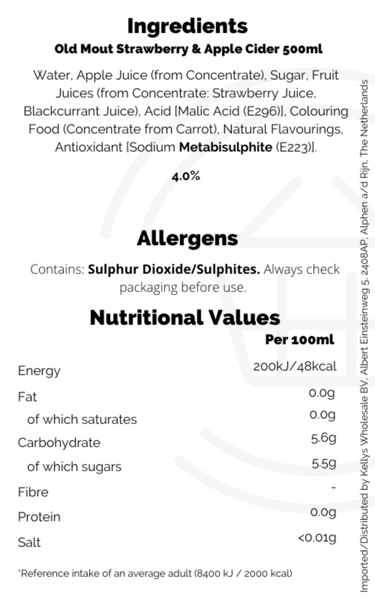 Old Mout Strawberry & Apple Cider 4% NRB 500ml - Kellys Expat Shopping