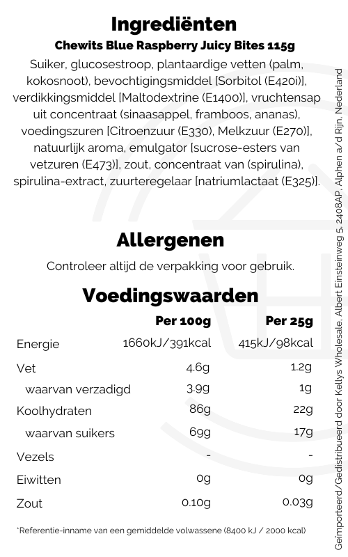 Chewits Blue Raspberry Juicy Bites 115g - Kellys Expat Shopping