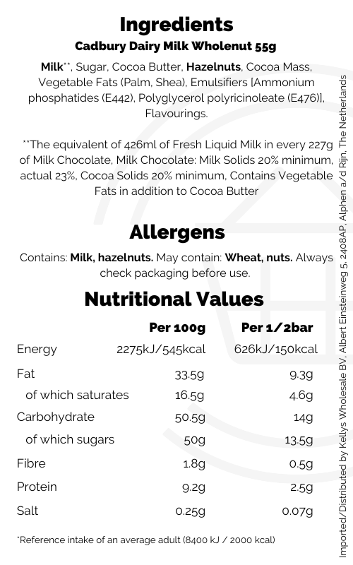 Cadbury Dairy Milk Labelling at Lonnie Lessman blog