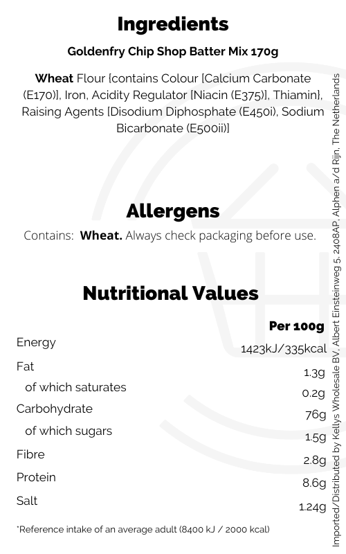 Golden Fry Chip Shop Batter Mix | British Sauces, Condiments & Coating ...