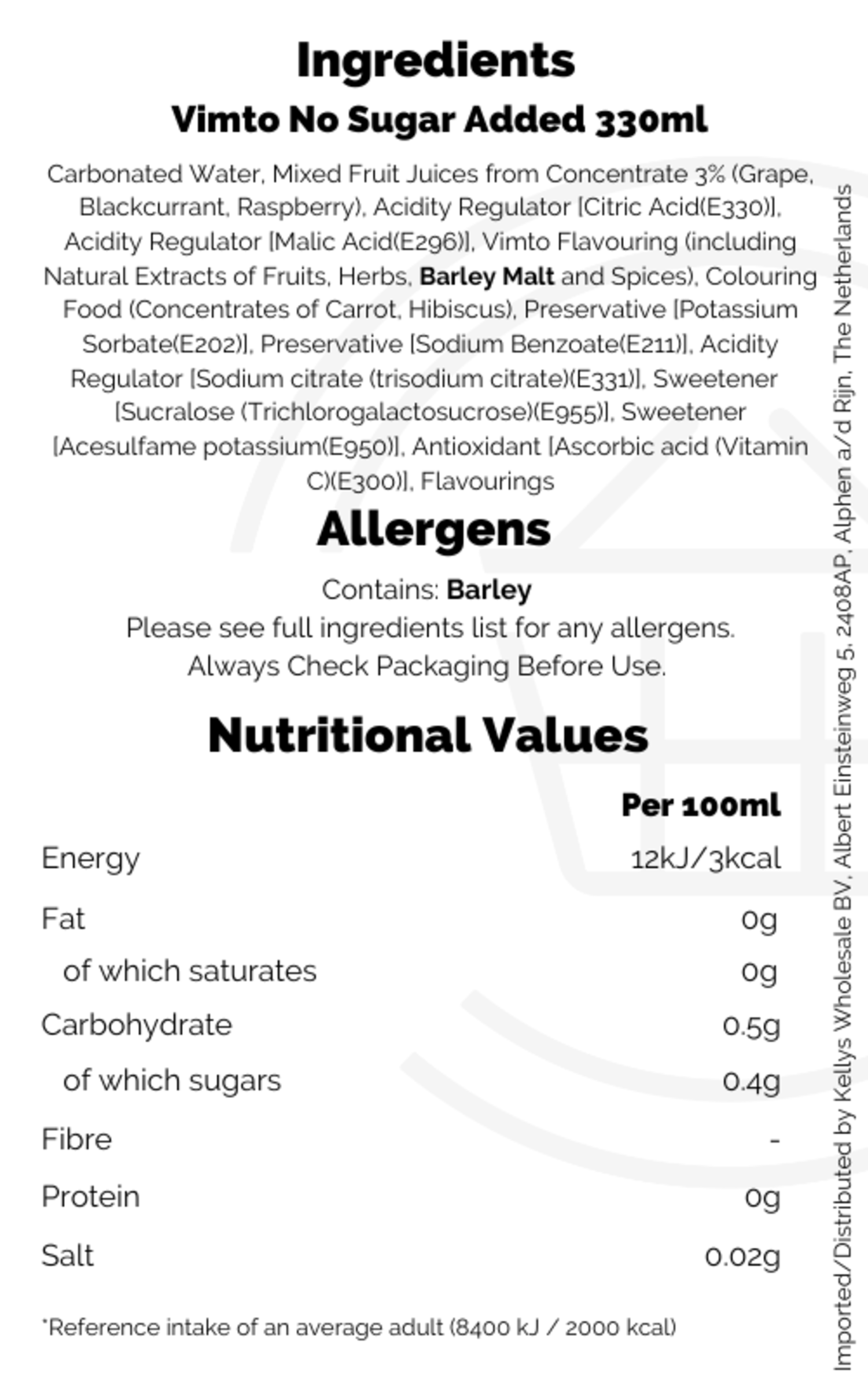 Vimto No added Sugar 330ml - Kellys Expat Shopping