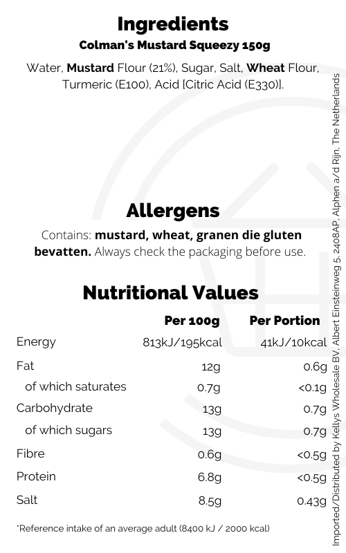 Colman's | Mustard Squeezy 150g | echte Engelse mosterd - Kellys Expat ...