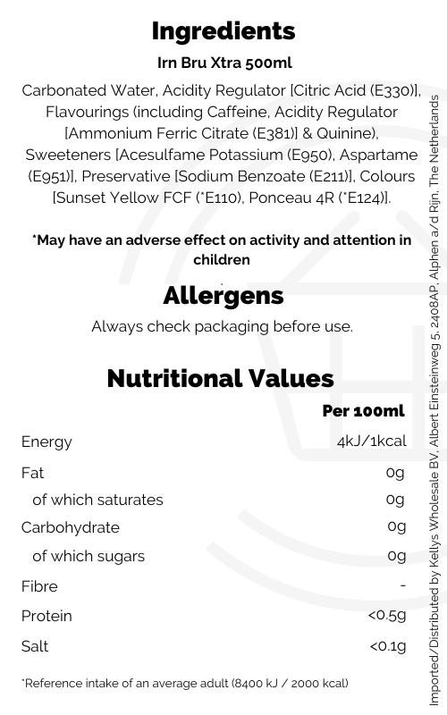 Irn Bru Xtra 500ml - Kellys Expat Shopping
