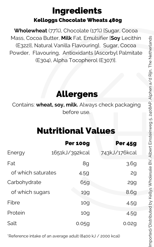 Kelloggs Chocolate Wheats 480g | British Cereals - Kellys Expat Shopping